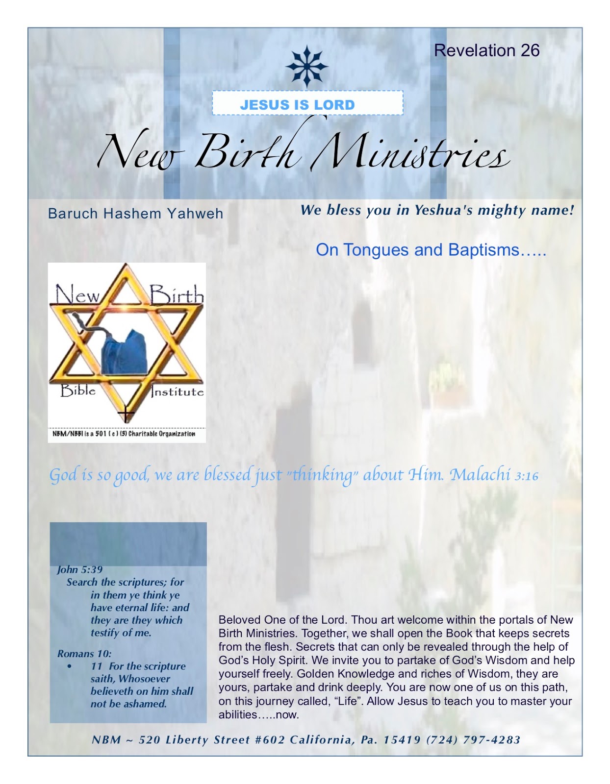 Revelation 26-Tongues and Baptisms – ︎ ~ RevEssie.Com ~ ︎