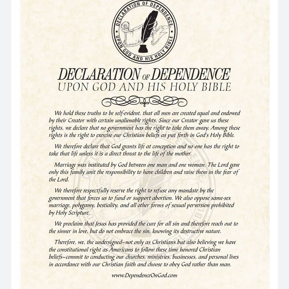 Declaration of dependence upon God and His Holy Bible – ︎~RevEssie.Com~ ︎